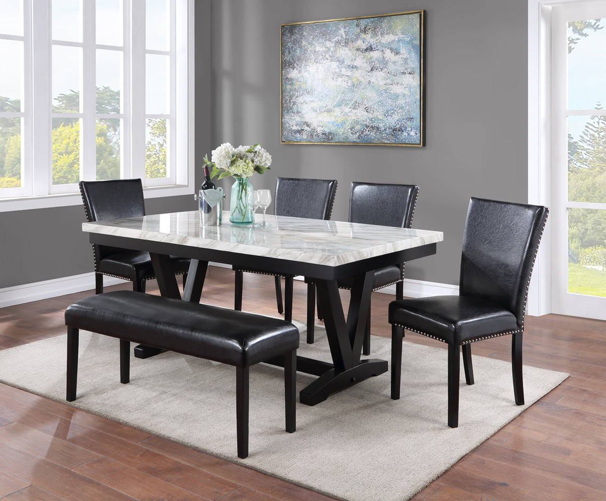 Tanner 2222 Faux White Marble Dining Set — Unique Home Furniture Post Oak